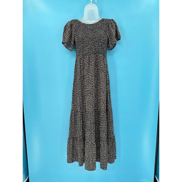 Kranda | Dresses | Kranda Dress Small Maxi Prairie Smocked Bodice Tiered Ditzy Floral Feminine ...